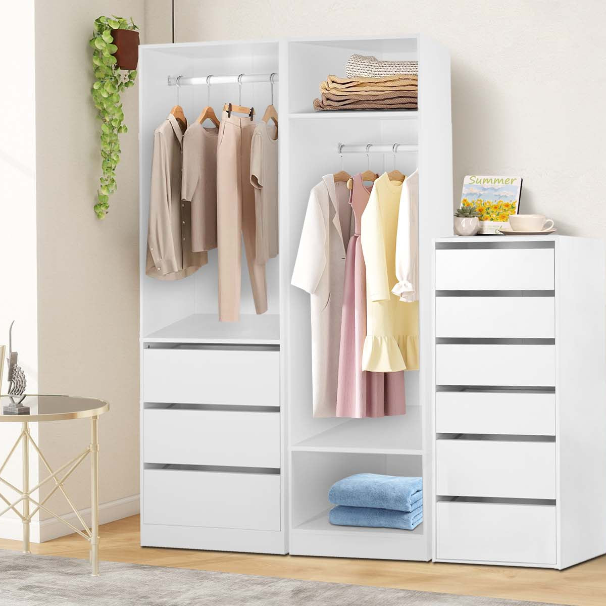 T Mattone 3Draw Hanging Wardrobe and Open Wardrobe and 6D Wardrobe –Afforable Home & Living ...