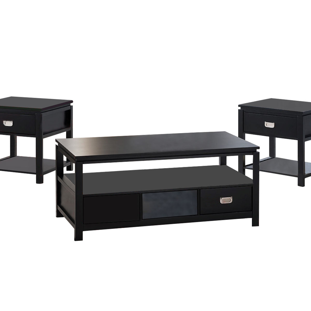 3-Piece Solid Wood Coffee Table Set - Black – TSB Living