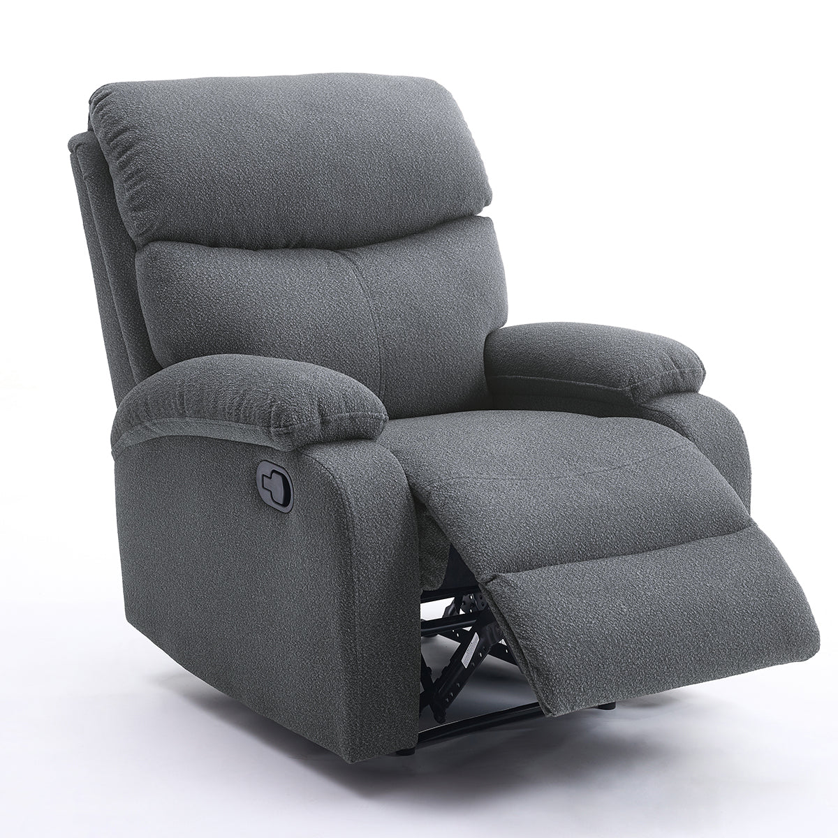 Giselle Boucle Recliner Dark Grey | Manual Push-Back | TSB Living NZ