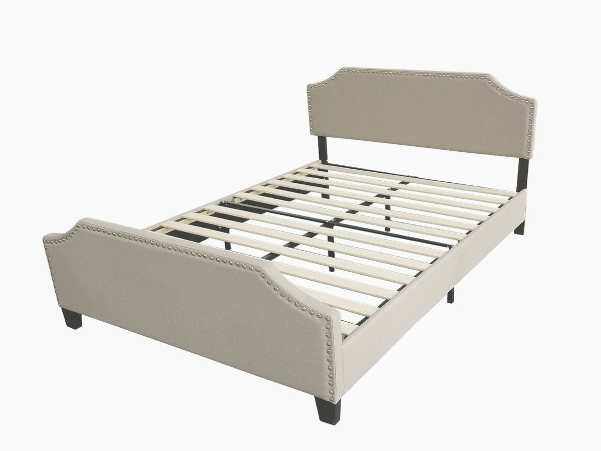 Eldora Linen Bed Frame Double Khaki – TSB Living