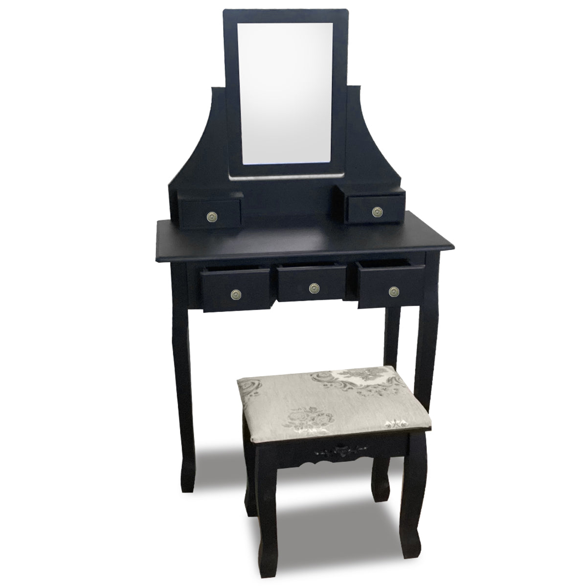 Black Dressing Table Set | 5 Drawers & Rotatable Mirror | TSB Living NZ