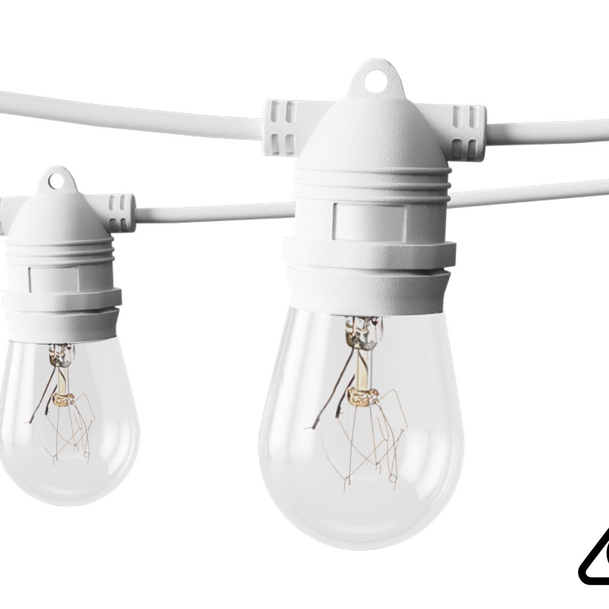 White Fixed Socket Festoon Lights Tungsten Bulbs 22 m | TSB Living NZ