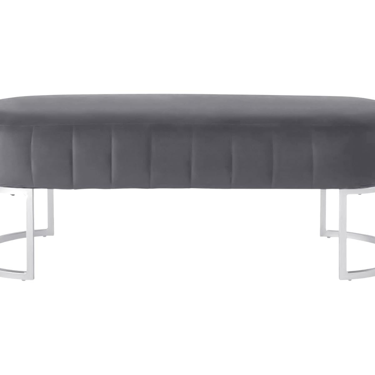 Lunar Grey Velvet Ottoman Bench | Modern Footstool | TSB Living NZ