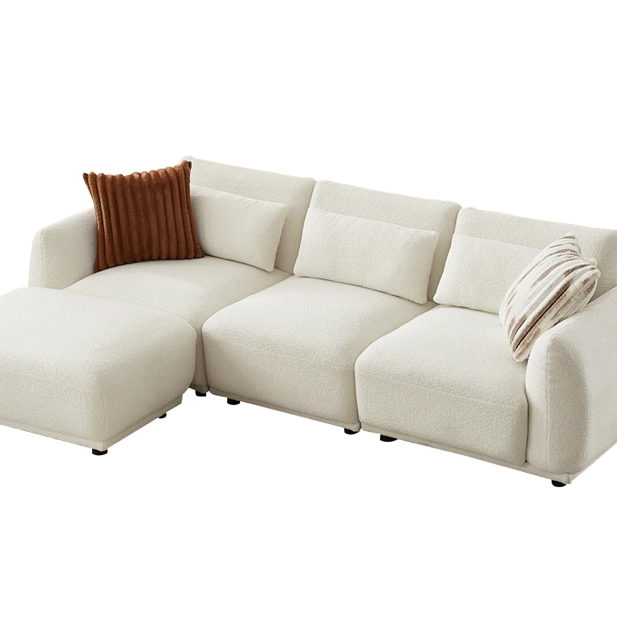 Modular Beige Sofa Set & Ottoman | Customizable Couch | TSB Living NZ