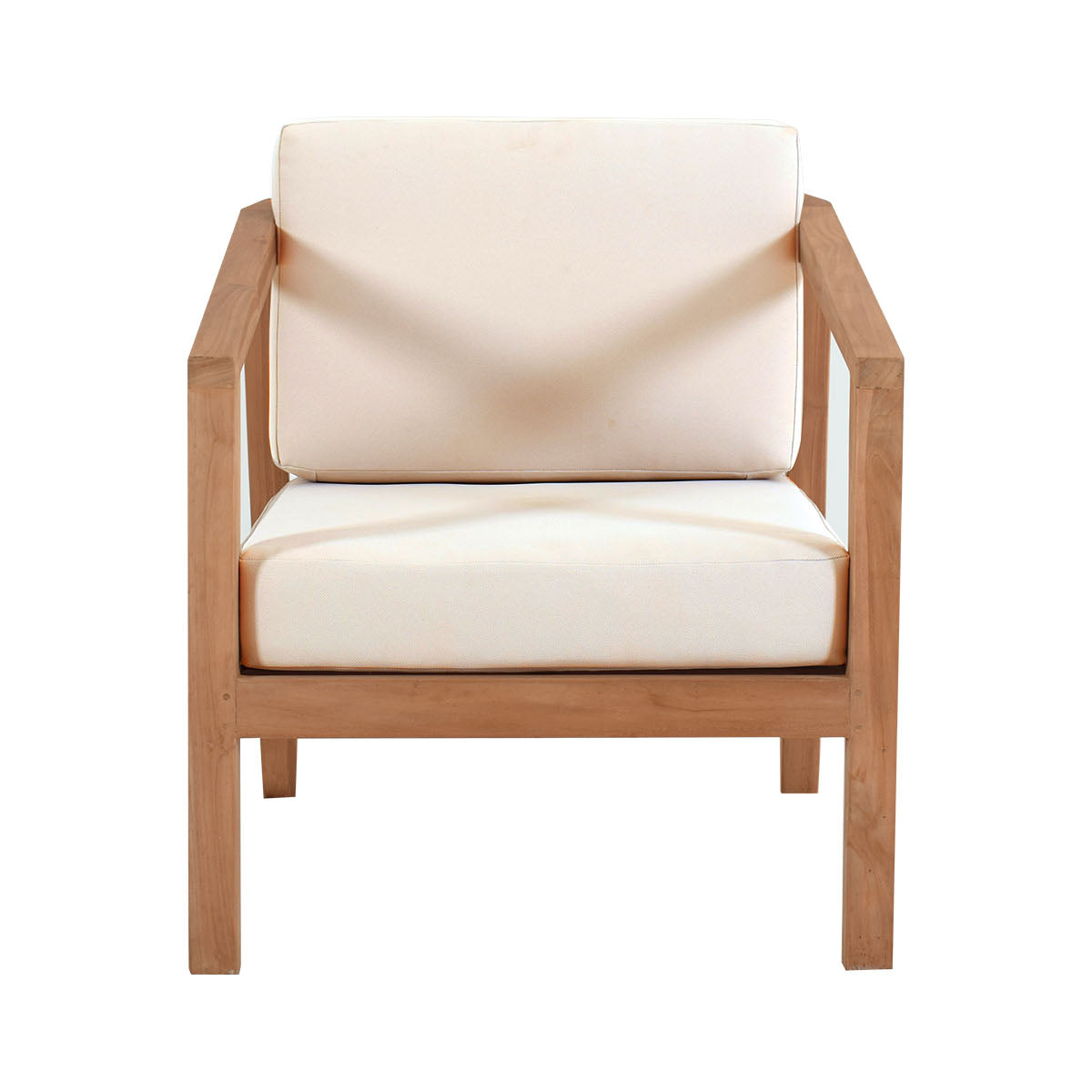 Jason Single Seater Teak Wood Outdoor Chair – Cream | TSB Living NZ