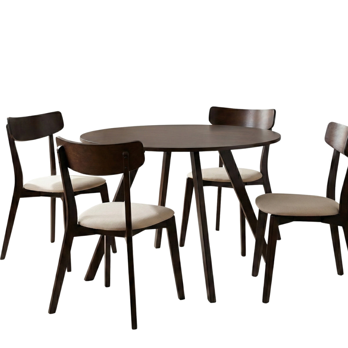 Hexa Round Dining Table Wenge - 100 cm & Iora Dining Chair Wenge - Set ...