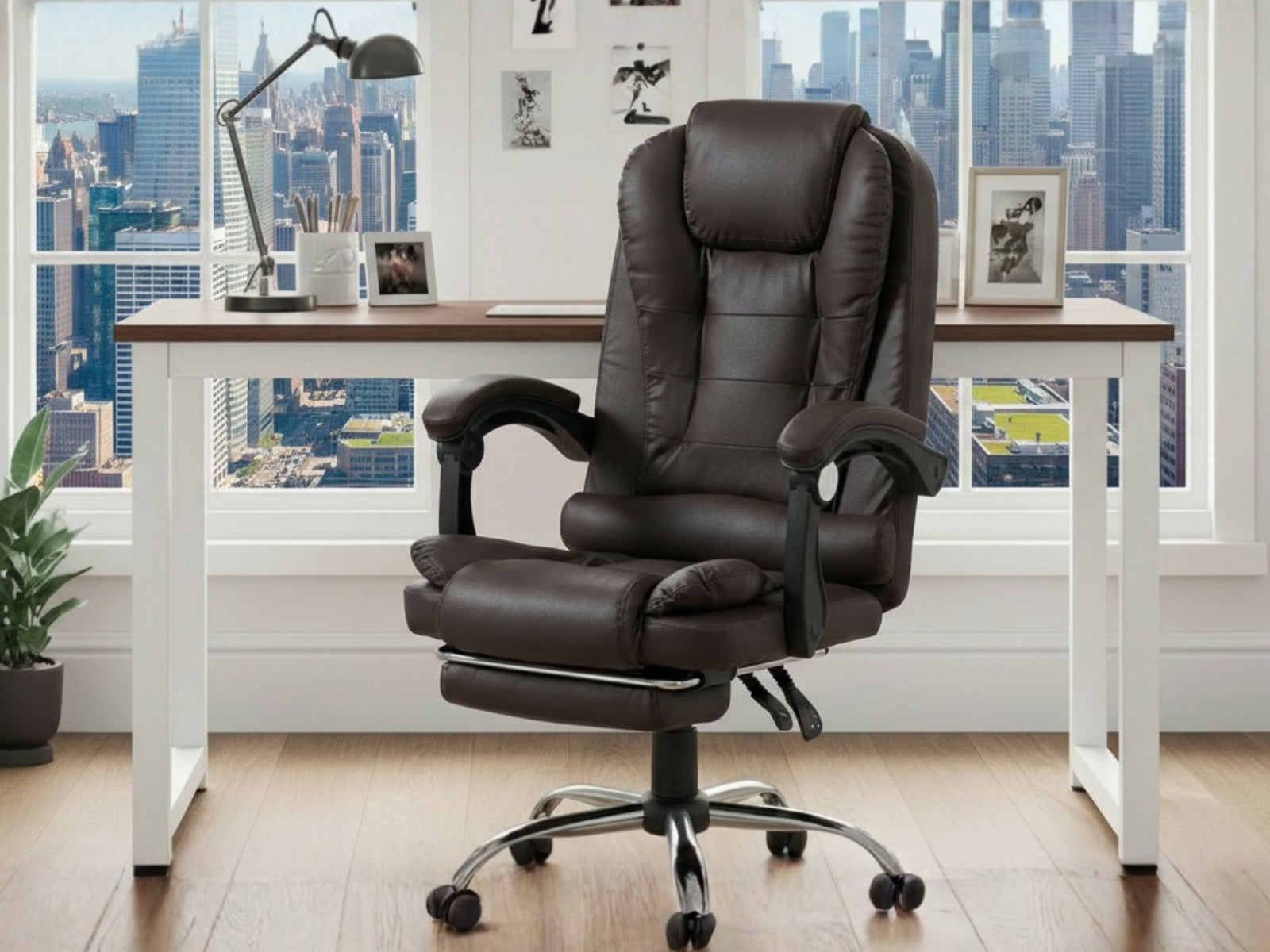Etan Computer Desk 160 & Colson Massage Office Chair PVC Dark Brown ...