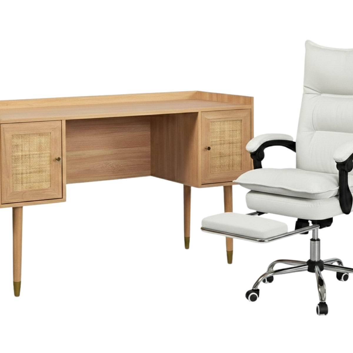 Naturlig Writing Desk & New Markus Office Chair with Footrest PU White ...
