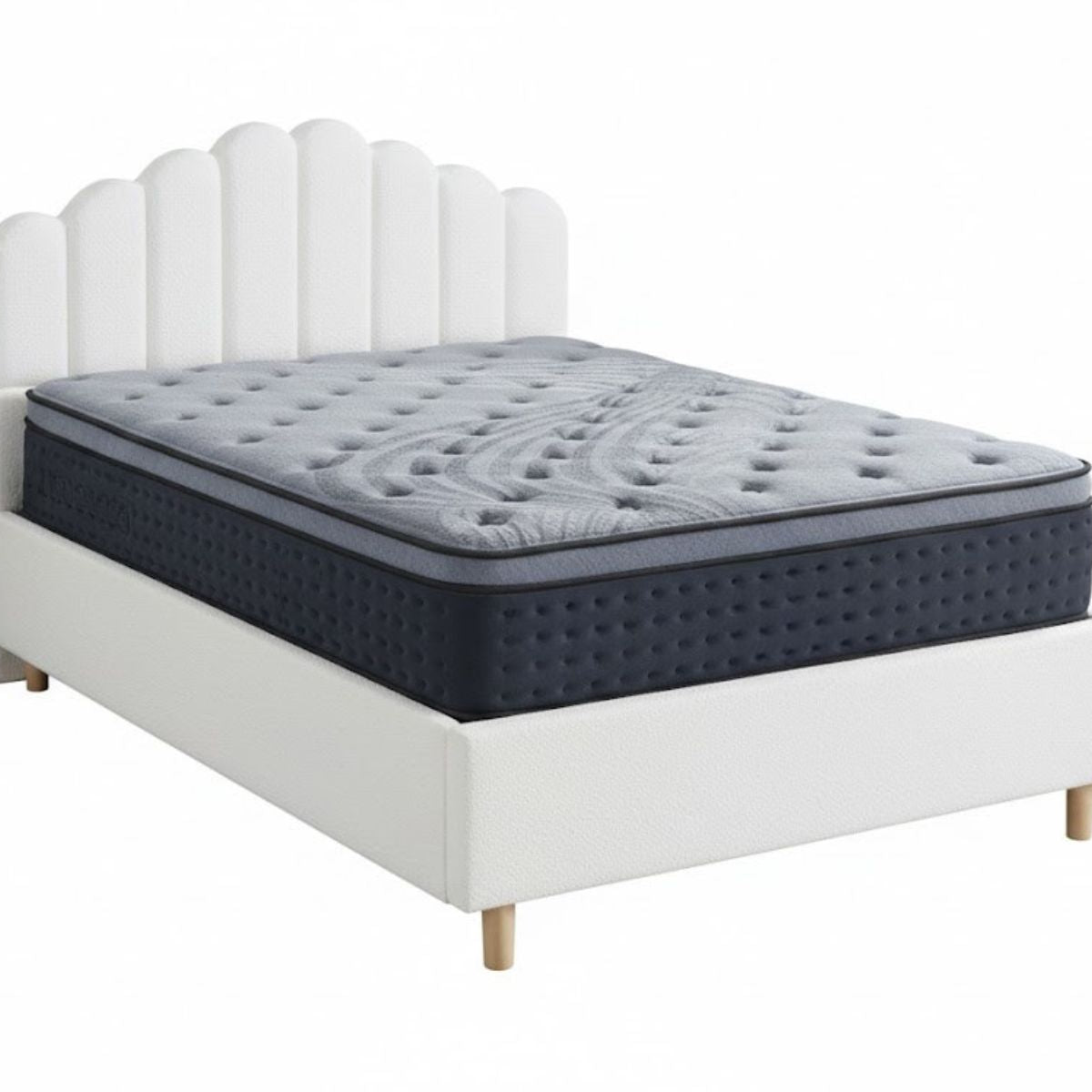 Shelley Boucle Bed Frame & Euro Top Mattress B34 - Queen (Combo ...