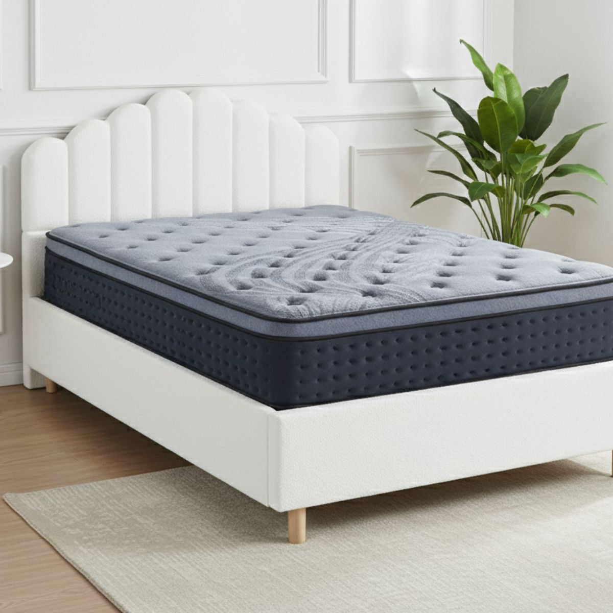 Shelley Boucle Bed Frame & Euro Top Mattress B34 - Queen (Combo ...