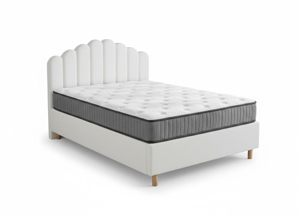 Shelley Boucle Bed Frame & FIRM23 Mattress - Queen –Affordable Home ...