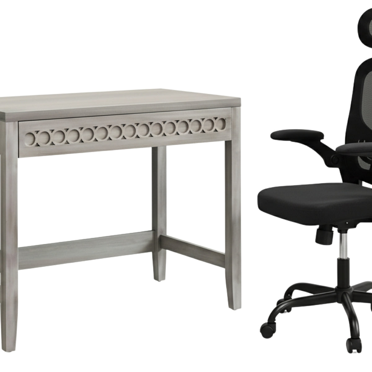 Home & Office Desk With Storage Drawer & Molina Mesh Task Chair Black+ ...