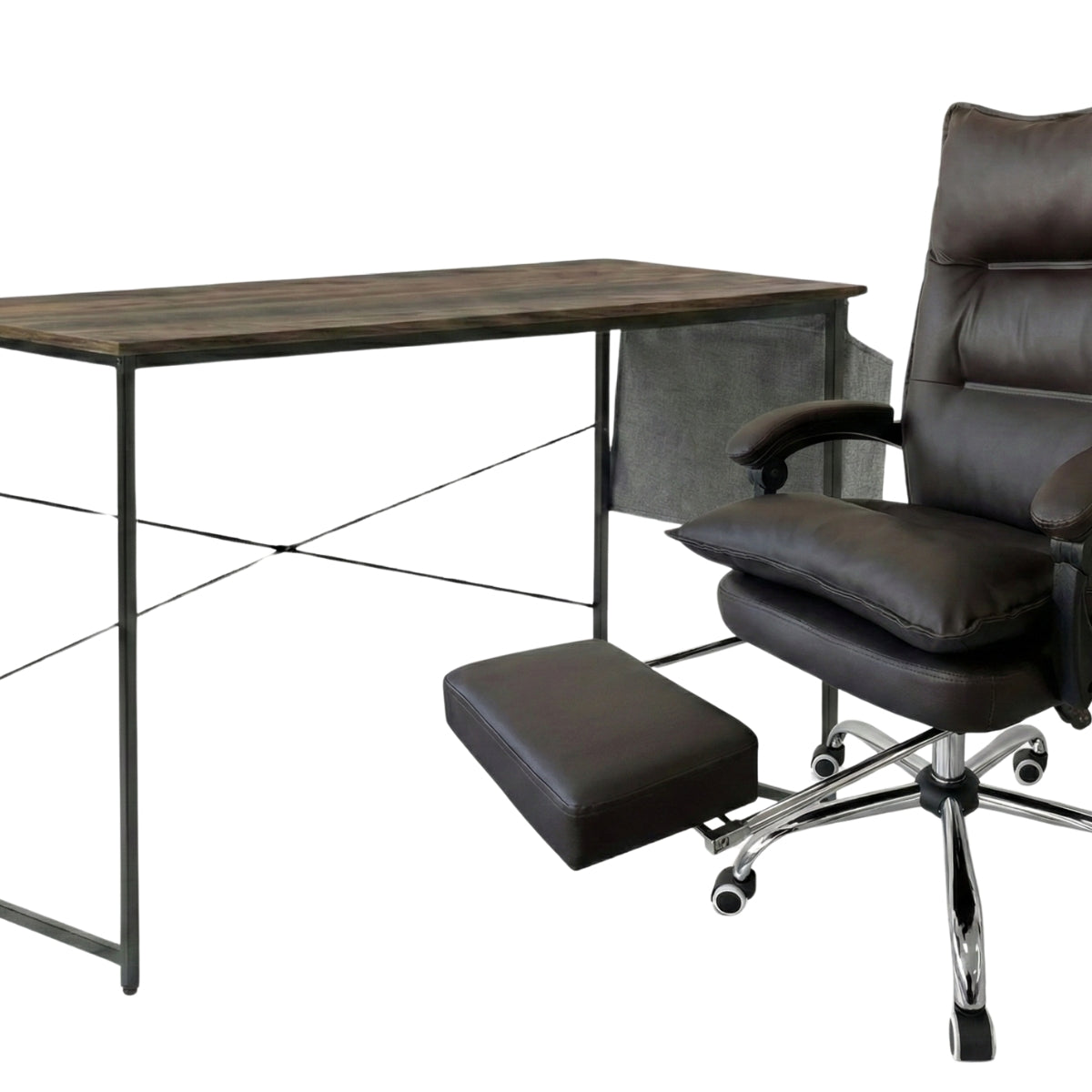 Koa Desk With Storage Bag & New Markus Office Chair with Footrest PU C ...
