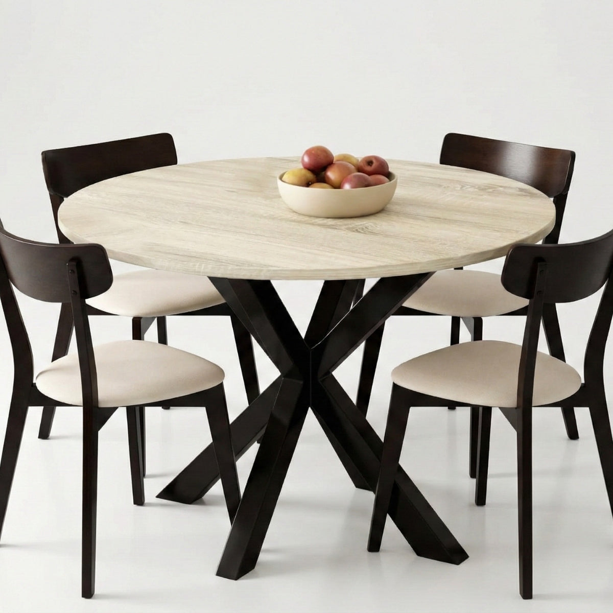 Elsie Round Dining Table - 110 cm & Iora Dining Chair Wenge - Set of 4 ...