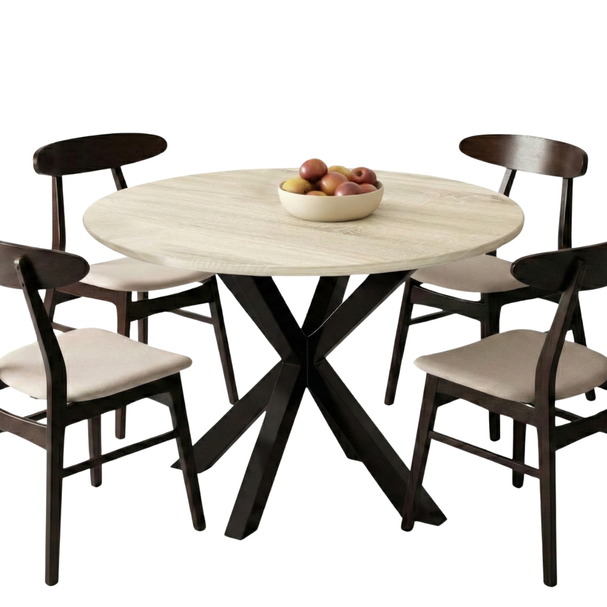 Elsie Round Dining Table - 110 cm & Fiesta Dining Chair Wenge - Set of ...