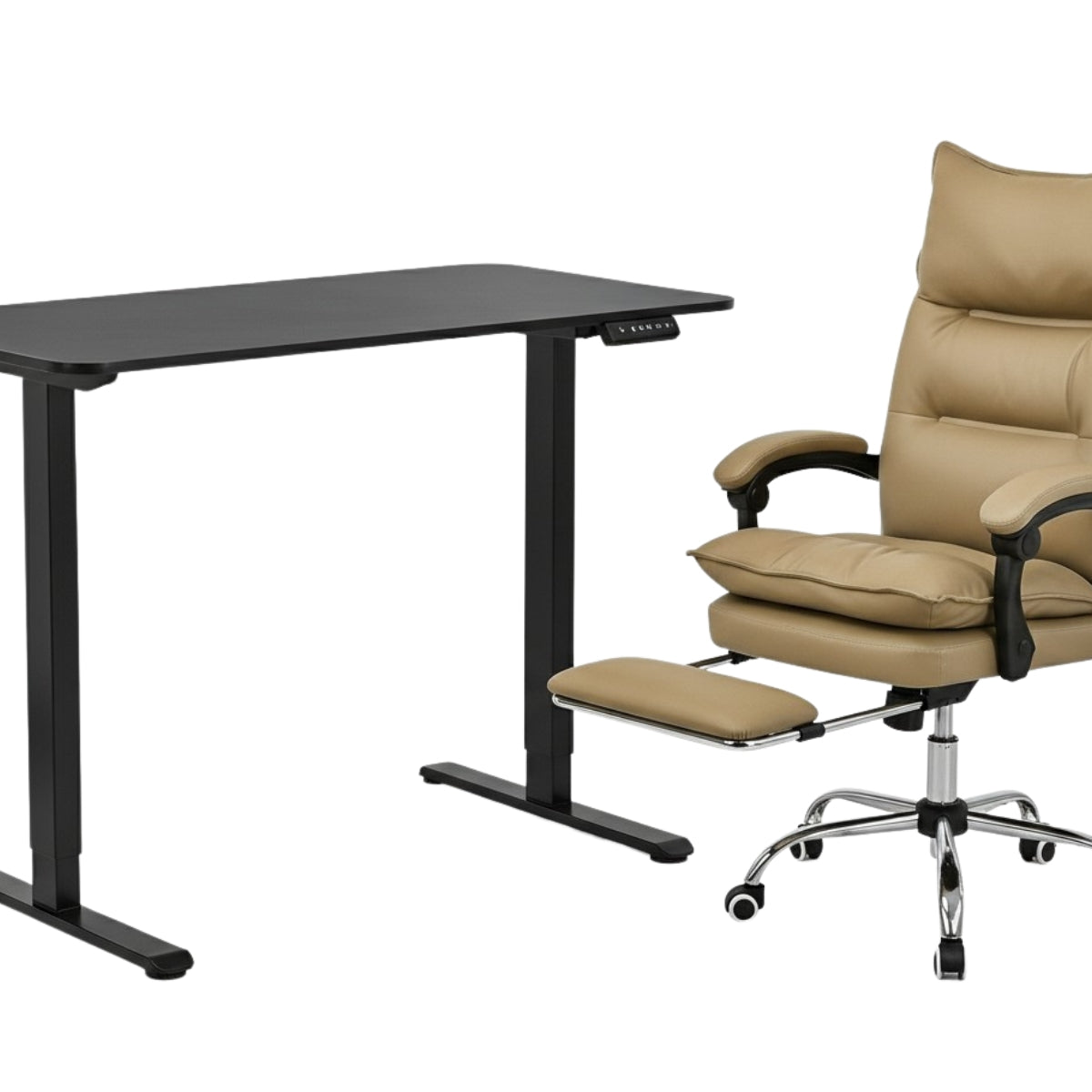 Height Adjustable Desk Set LK All Black & New Markus Office Chair with ...