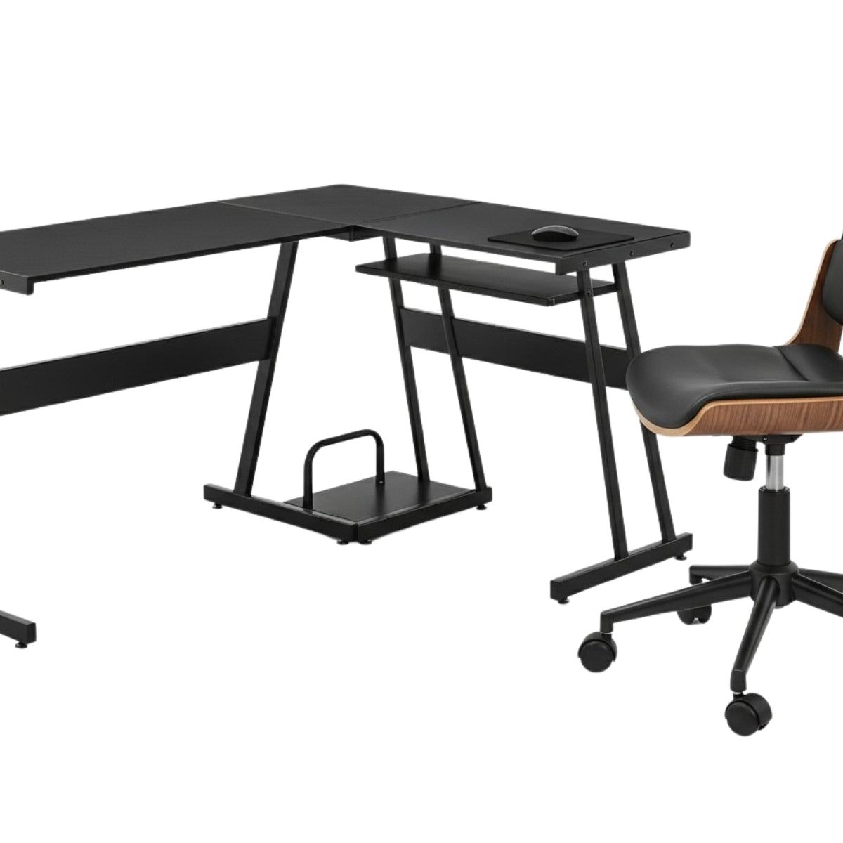 Irina L-Shaped Computer Desk & Rocket Wooden Executive Office Chair (C ...